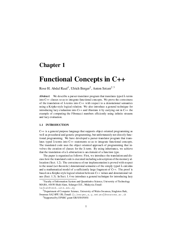 (PDF) Functional concepts in C++