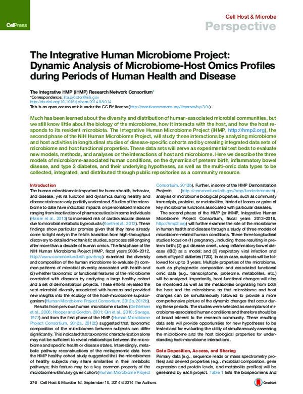 (PDF) The Integrative Human Microbiome Project: Dynamic Analysis of ...
