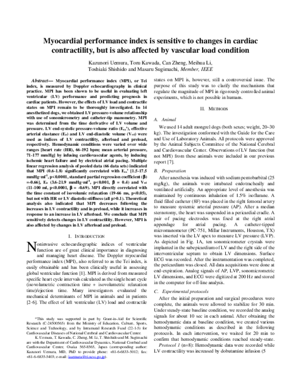 (PDF) Myocardial performance index is sensitive to changes in cardiac ...