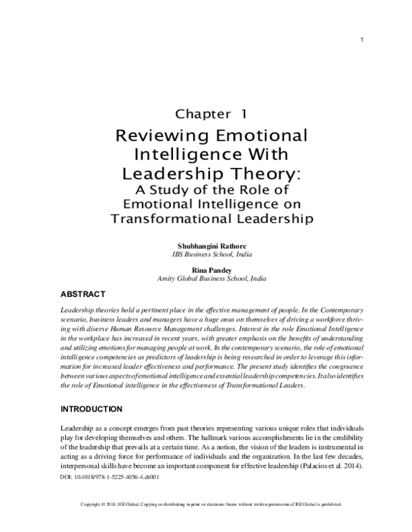 (PDF) Reviewing Emotional Intelligence With Leadership Theory: A Study of the Role of Emotional ...
