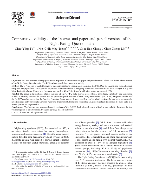 (PDF) Comparative validity of the Internet and paper-and-pencil ...