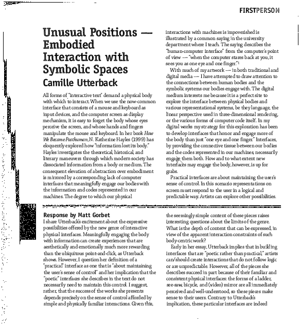 (PDF) Unusual Positions Embodied Interaction with Symbolic Spaces