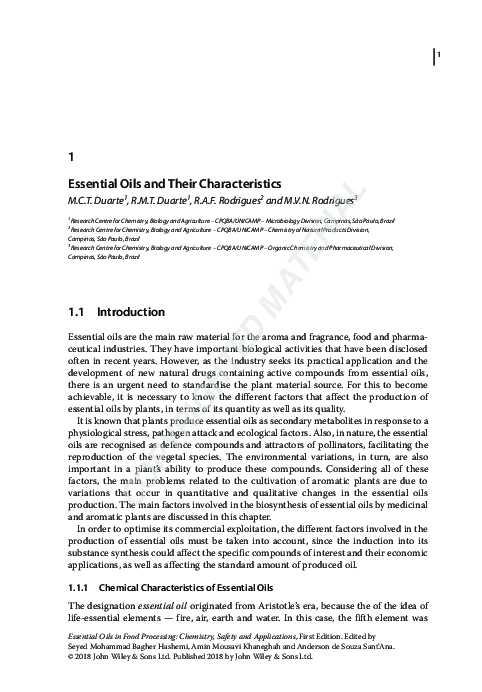 (PDF) Essential Oils and Their Characteristics