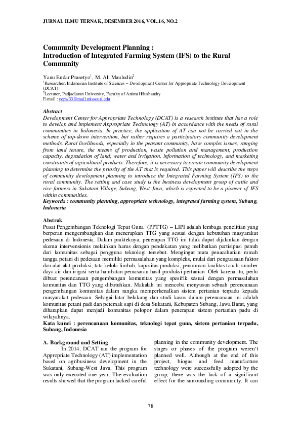 (PDF) Community Development Planning : Introduction of Integrated ...