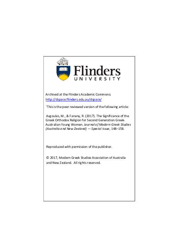 (PDF) The Significance of the Greek Orthodox Religion for Second ...