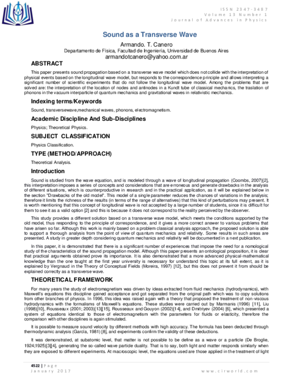 (PDF) Sound as a transverse wave