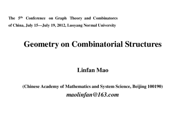 (PDF) Geometry on Combinatorial Structures