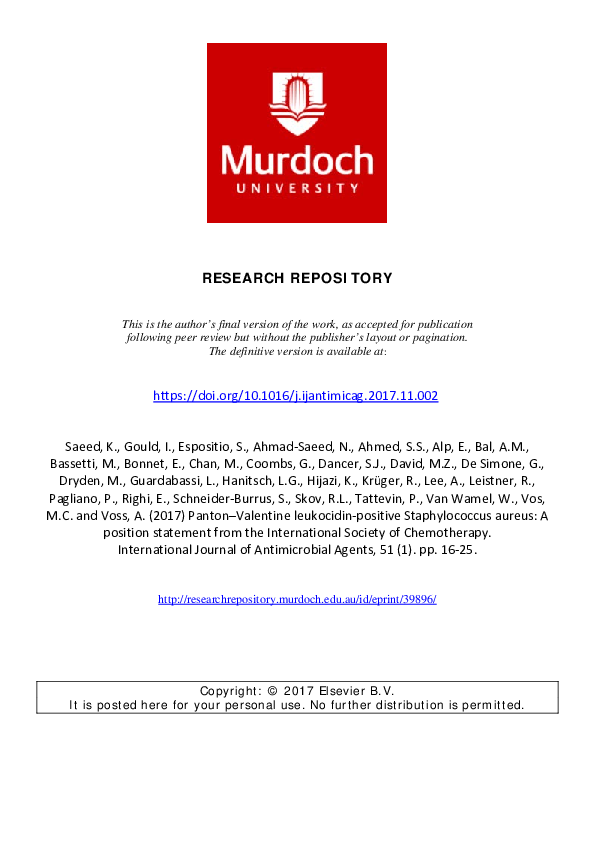 (PDF) Panton-valentine leucocidin (PVL) staphylococcus aureus a ...