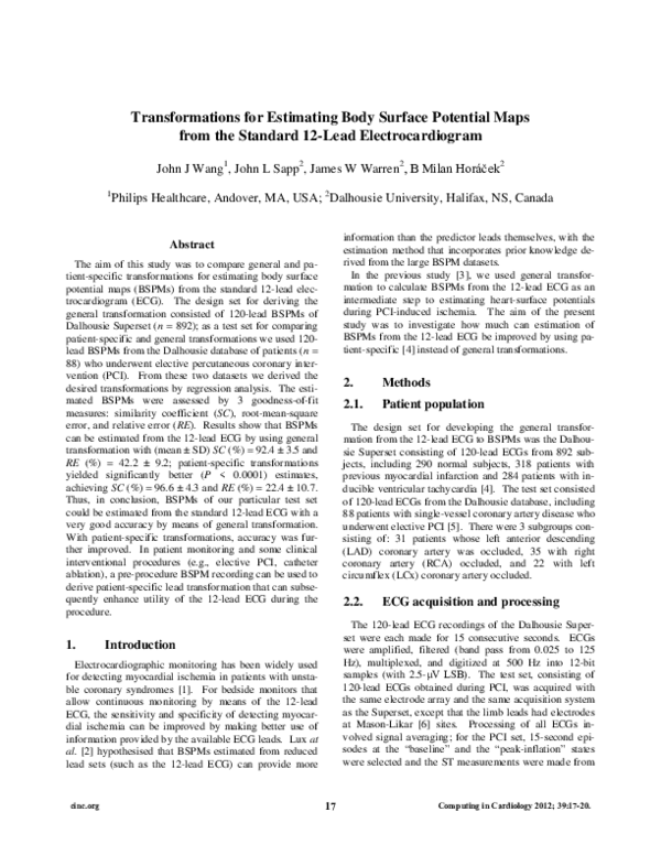 (PDF) On transformations for estimating body-surface potential maps ...