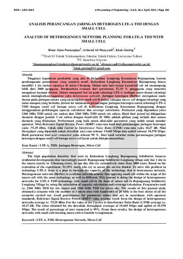 (PDF) Analisis Perancangan Jaringan Heterogen Lte-a Tdd Dengan Small Cell