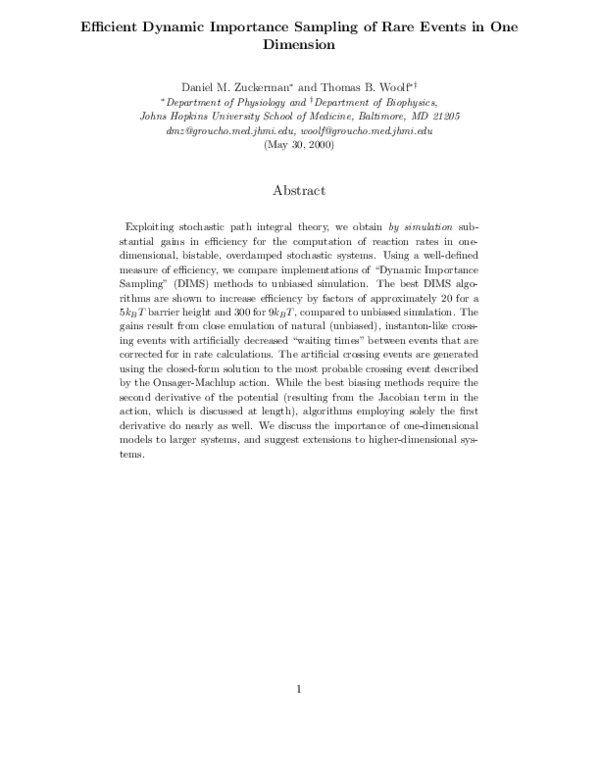 (PDF) Efficient dynamic importance sampling of rare events in one dimension