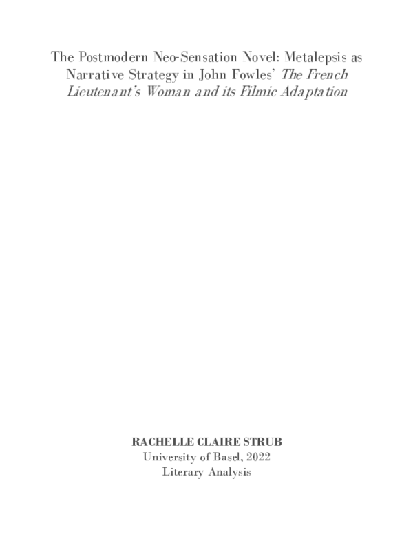 (PDF) The Postmodern Neo-Sensation Novel: Metalepsis as Narrative ...