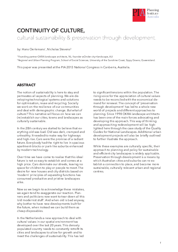 (PDF) CONTINUITY OF CULTURE, cultural sustainability & preservation ...