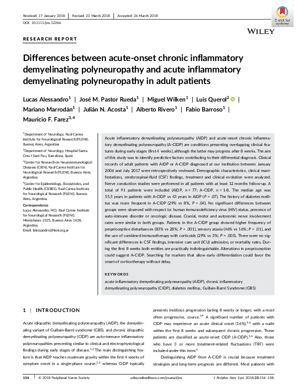 (PDF) Differences between Acute-onset Chronic Inflammatory Demyelinating Polyneuropathy (A-CIDP ...