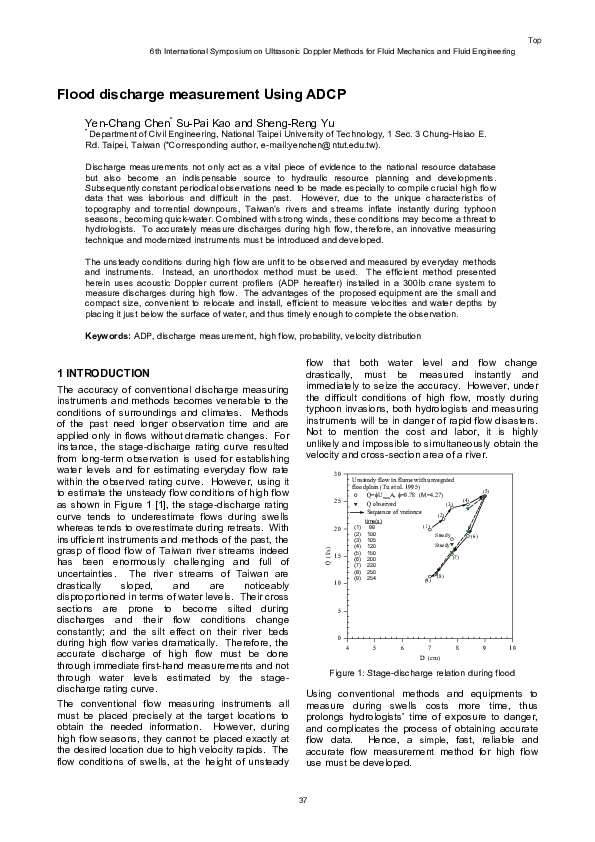 (PDF) Flood discharge measurement Using ADCP
