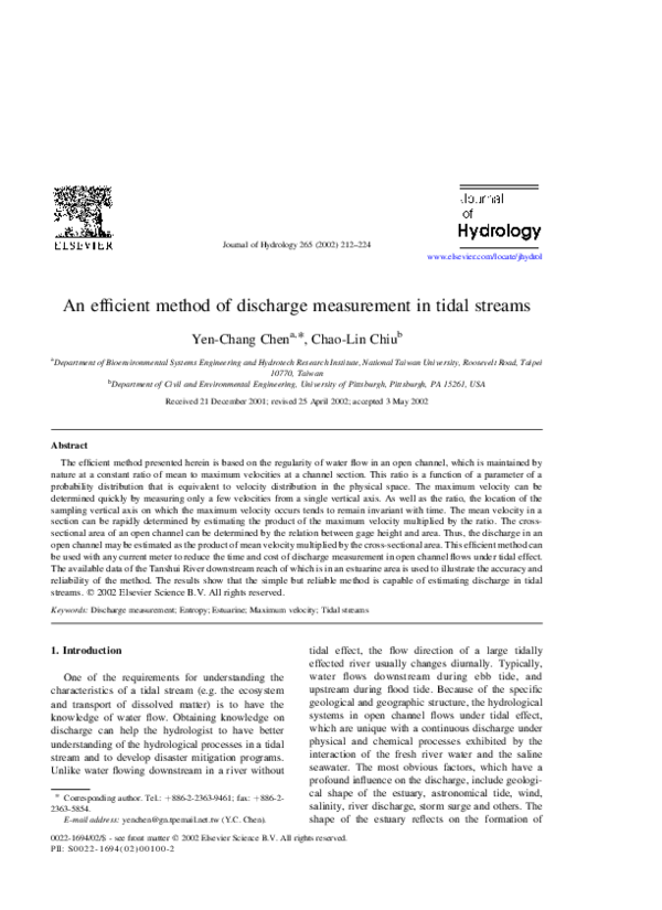 (PDF) An efficient method of discharge measurement in tidal streams
