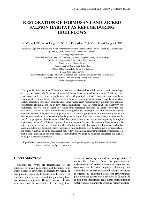 (PDF) Restoration of Formosan Landlocked Salmon Habitat as Refuge ...