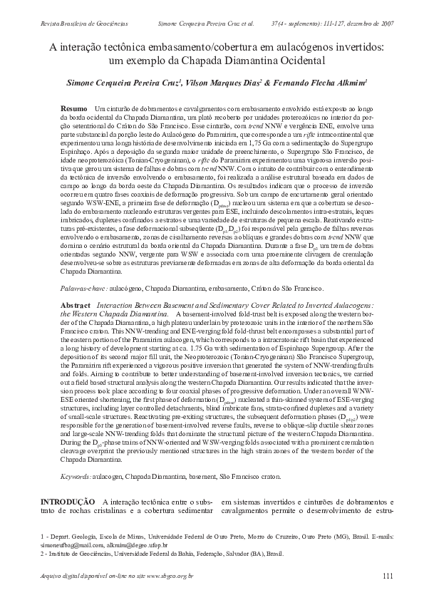 (PDF) A interação tectônica embasamento/cobertura em aulacógenos ...