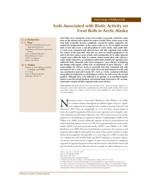 (PDF) Soils Associated with Biotic Activity on Frost Boils in Arctic Alaska