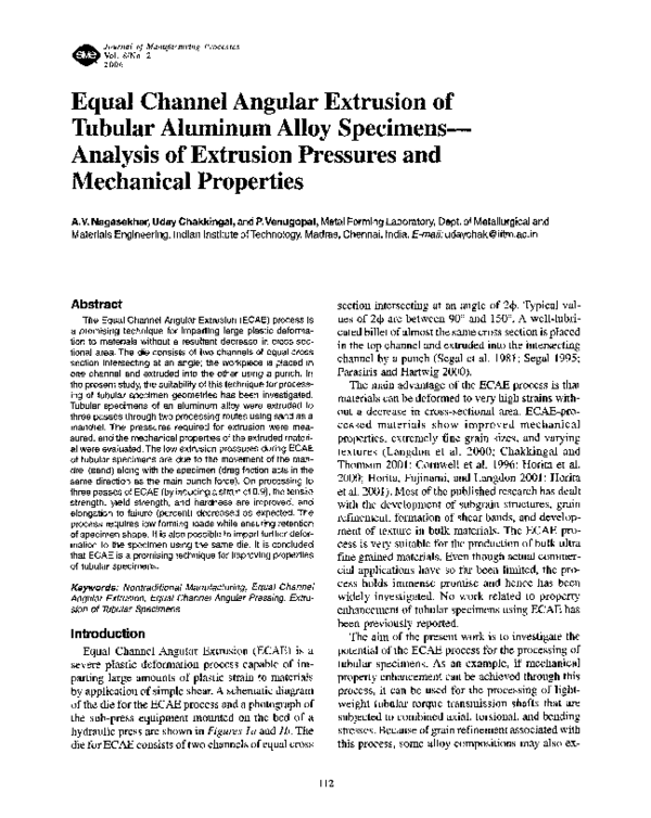 (PDF) Equal Channel Angular Extrusion of Tubular Aluminum Alloy ...