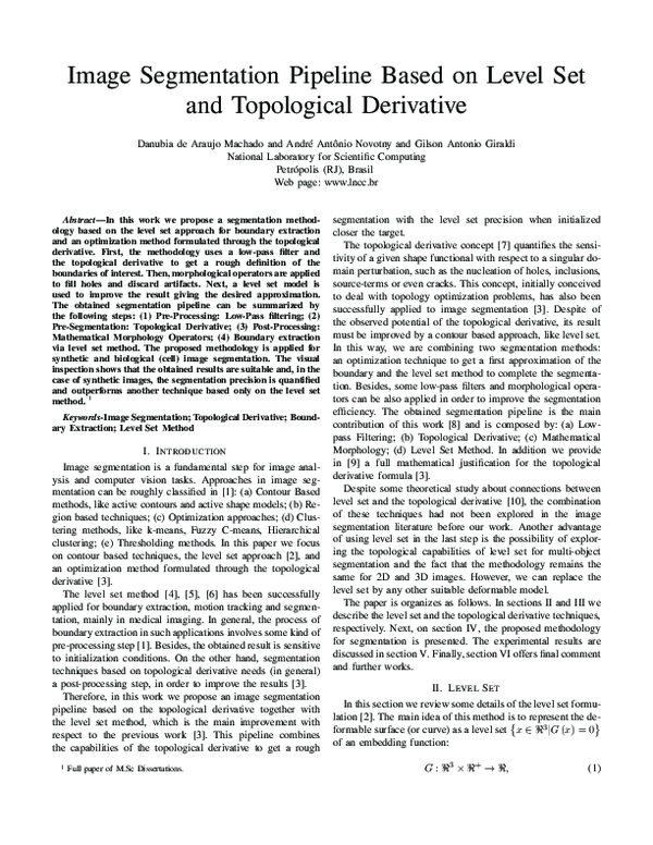 (PDF) Image Segmentation Pipeline Based on Level Set and Topological Derivative