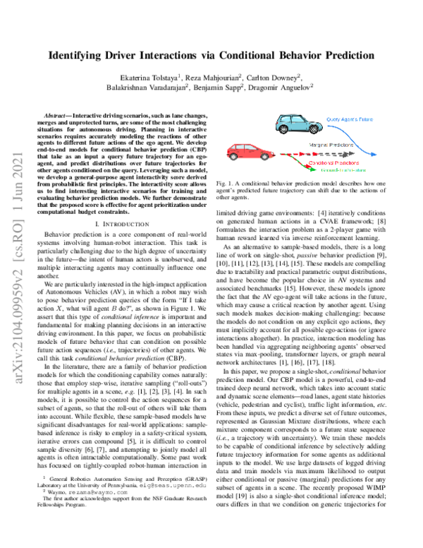 (PDF) Identifying Driver Interactions via Conditional Behavior Prediction