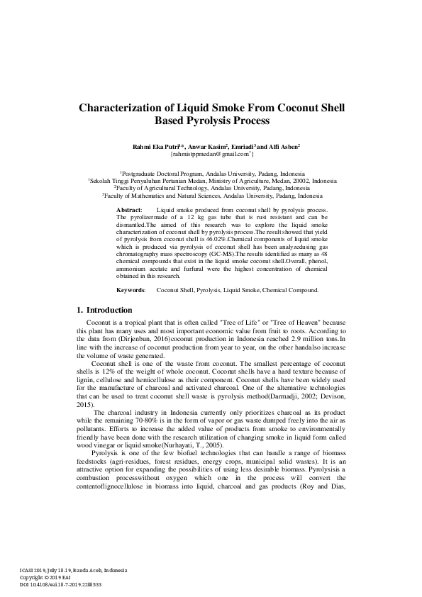 (PDF) Characterization of Liquid Smoke From Coconut Shell Based ...
