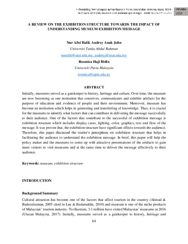 (PDF) A Review on the Exhibition Structure Towards the Impact of ...