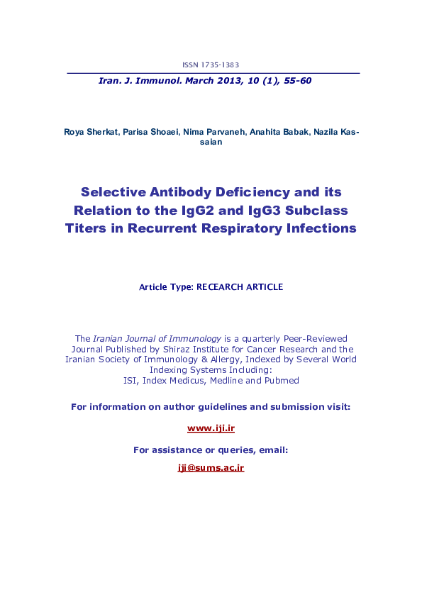 (PDF) Selective antibody deficiency and its relation to the IgG2 and ...