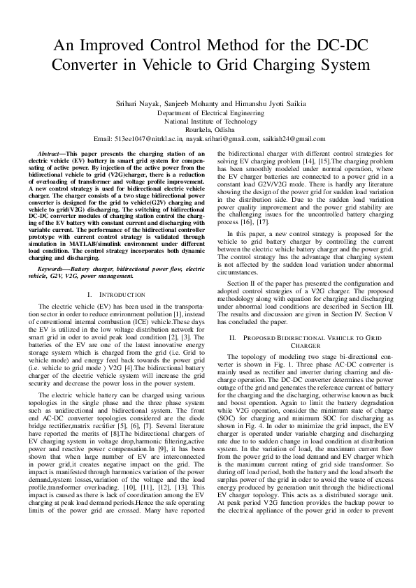 (PDF) An Improved Control Method for the DC-DC Converter in Vehicle to ...