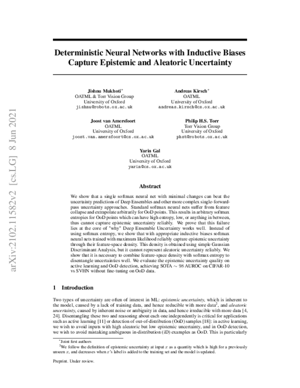 (PDF) Deterministic Neural Networks with Inductive Biases Capture Epistemic and Aleatoric ...