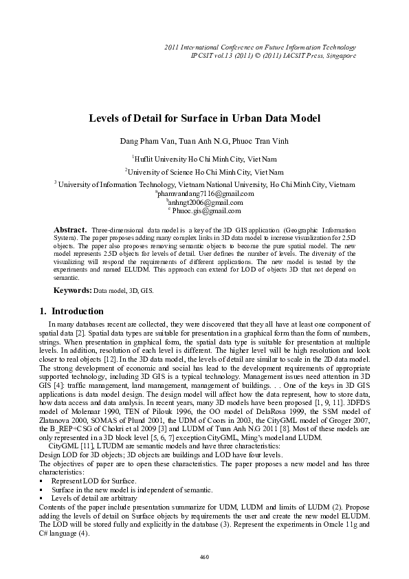 (PDF) Levels of Detail for Surface in Urban Data Model