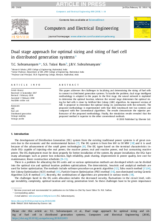 (PDF) Dual stage approach for optimal sizing and siting of fuel cell in distributed generation ...