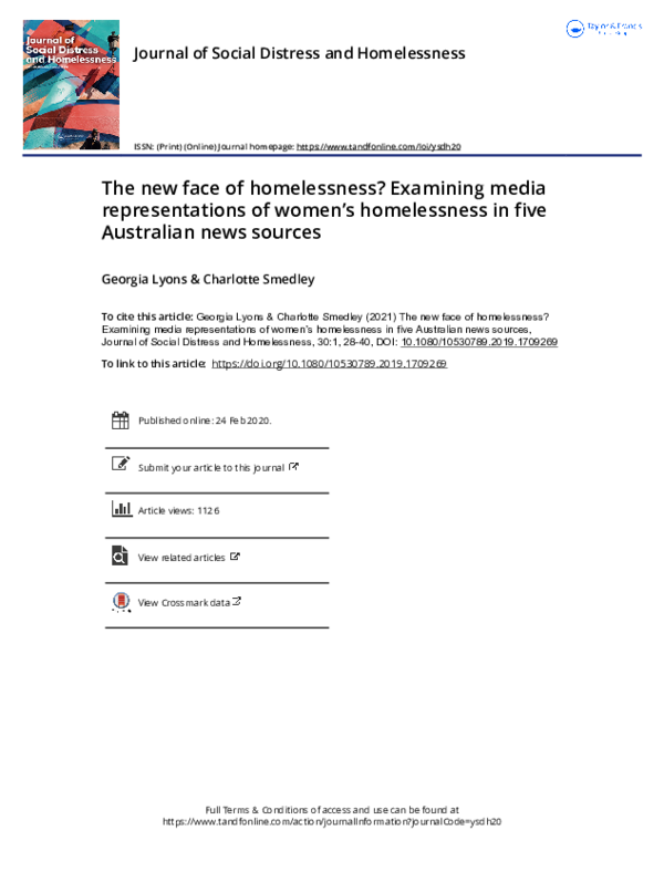 (PDF) The new face of homelessness? Examining media representations of ...