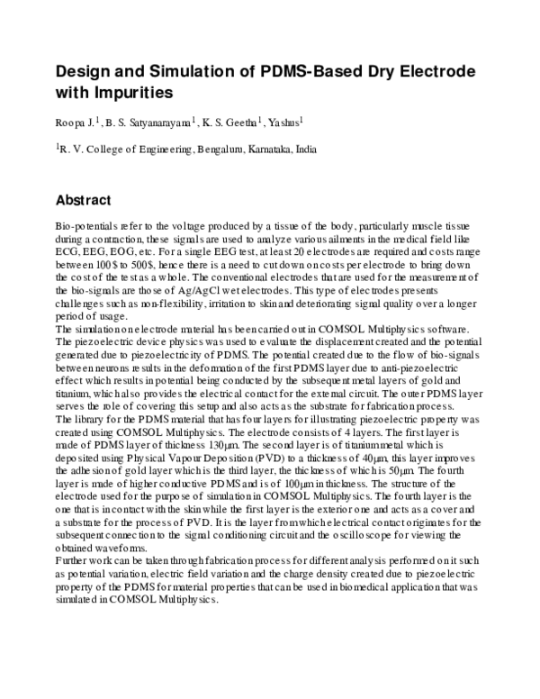 (PDF) Design and Simulation of PDMS-Based Dry Electrode with Impurities
