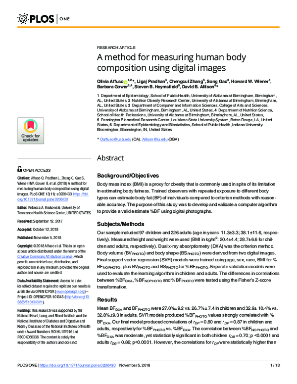 (PDF) A method for measuring human body composition using digital images