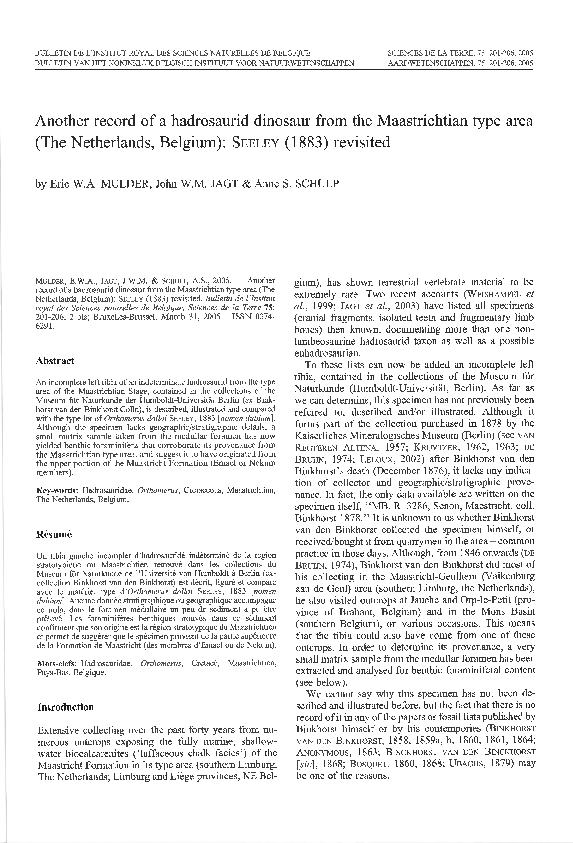 (PDF) Another record of a hadrosaurid dinosaur from the Maastrichtian ...