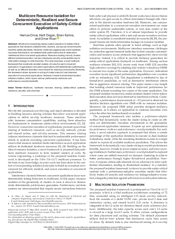 Pdf Multicore Resource Isolation For Deterministic Resilient And Secure Concurrent Execution