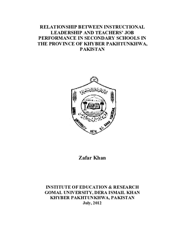 (PDF) Relationship Between Instructional Leadership And Teachers €™ Job ...