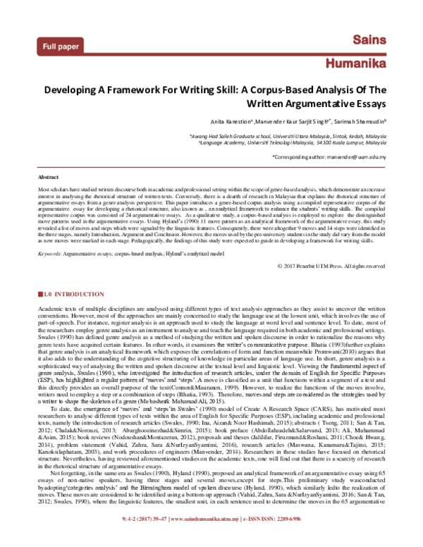 (PDF) Developing A Framework For Writing Skill: A Corpus-Based Analysis ...