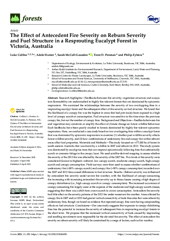 (PDF) The Effect of Antecedent Fire Severity on Reburn Severity and ...