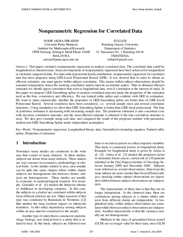 (PDF) Nonparametric regression for correlated data