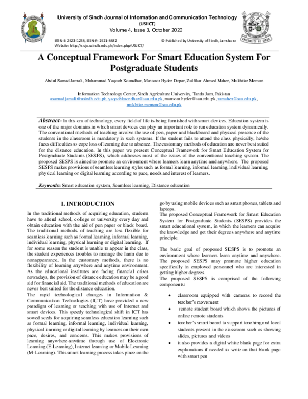 (PDF) A Conceptual Framework For Smart Education System For ...