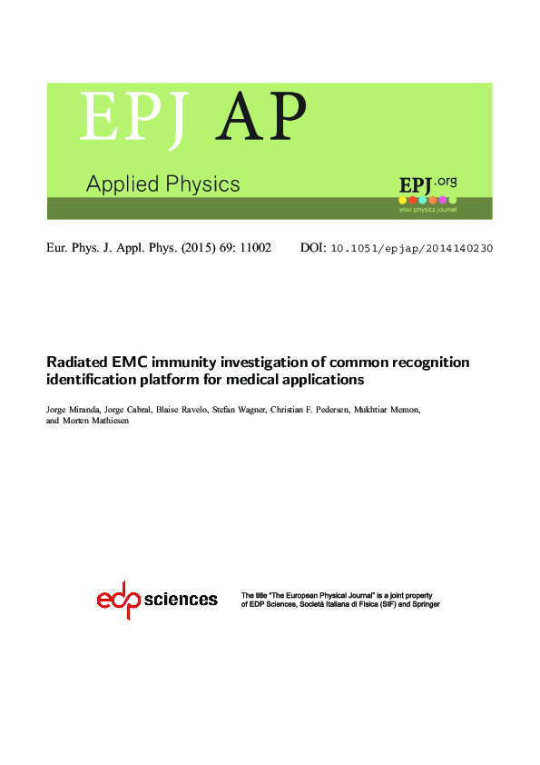 (PDF) Radiated EMC immunity investigation of common recognition ...