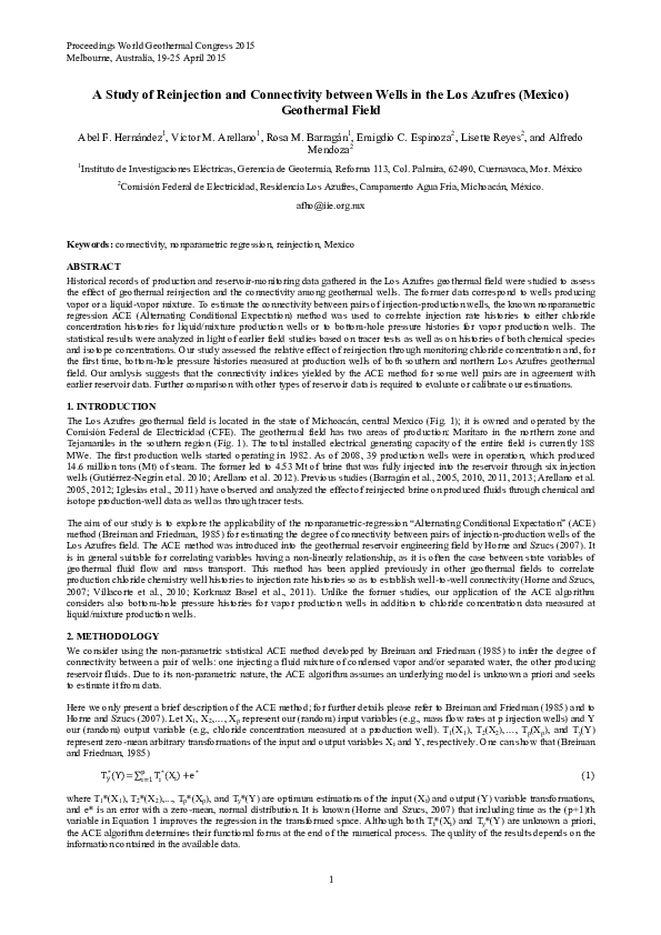 (PDF) A Study of Reinjection and Connectivity between Wells in the Los ...
