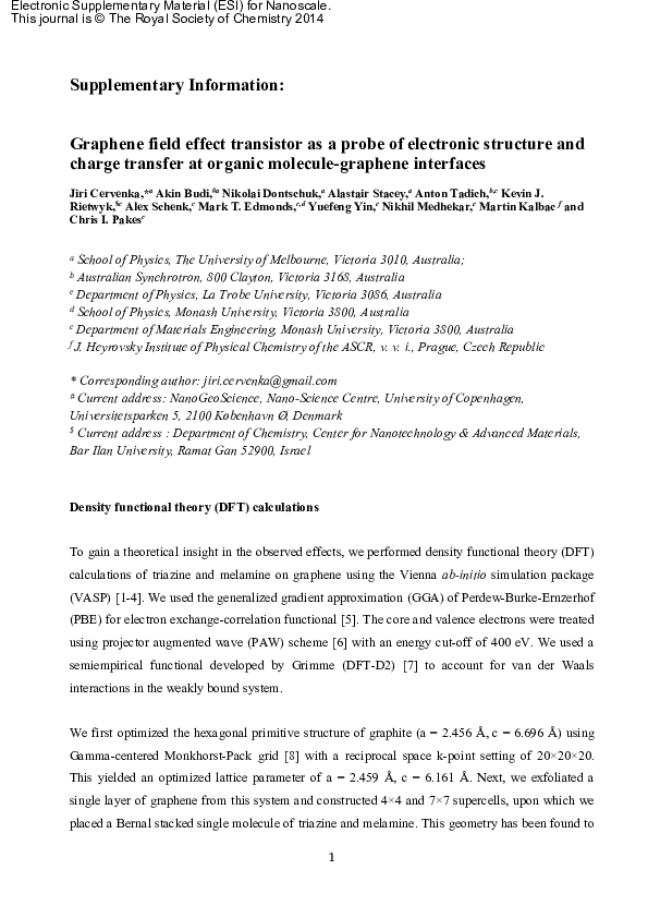 (PDF) Graphene field effect transistor as a probe of electronic ...