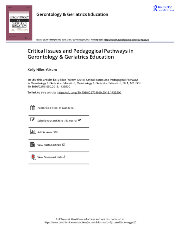 (PDF) Critical Issues and Pedagogical Pathways in Gerontology ...