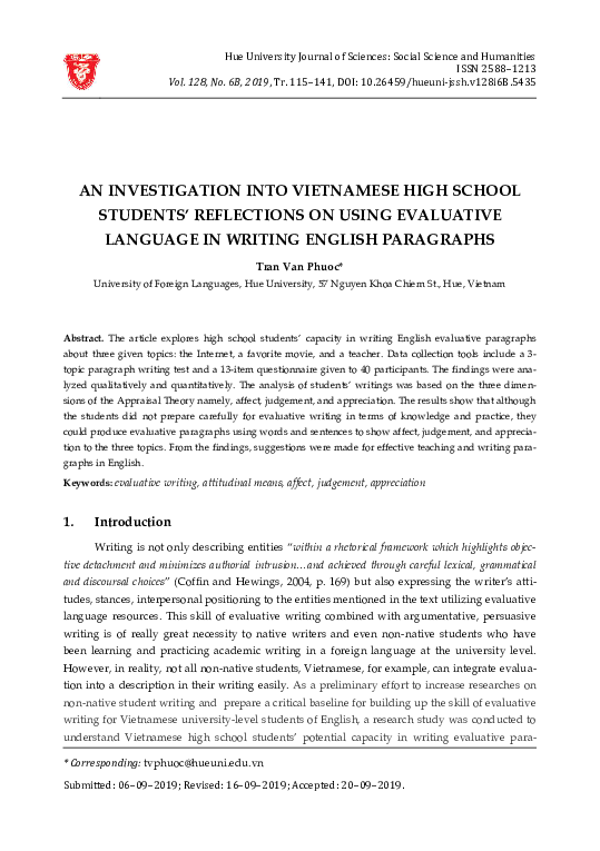 (PDF) An Investigation Into Vietnamese High School Students ...