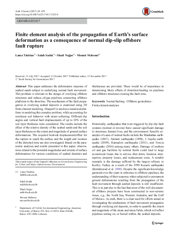 (PDF) Finite element analysis of the propagation of Earth’s surface deformation as a consequence ...
