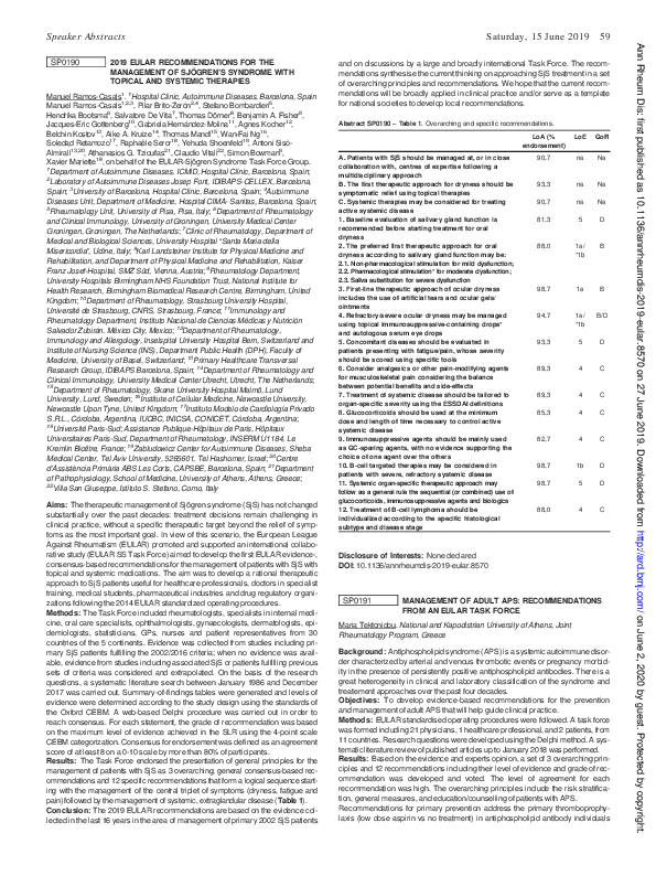(PDF) SP0190 2019 Eular Recommendations for the Management of Sjögren”S ...